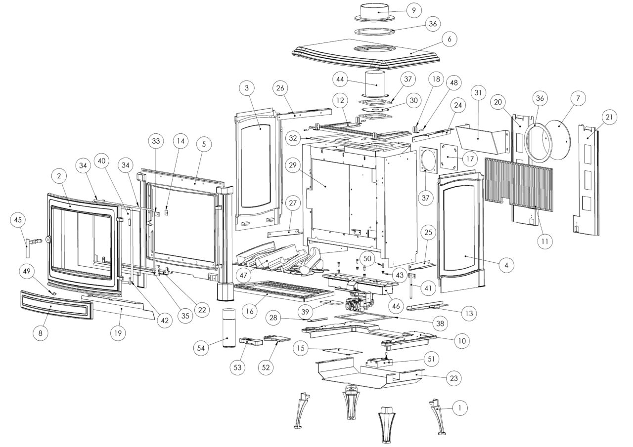PIECES DETACHEES S45 - SCJ STOVE WORKS